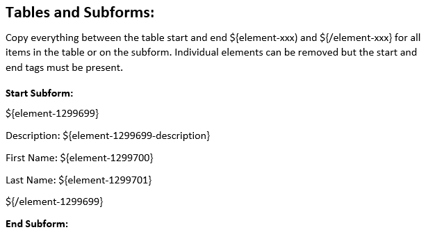Subforms on Docs